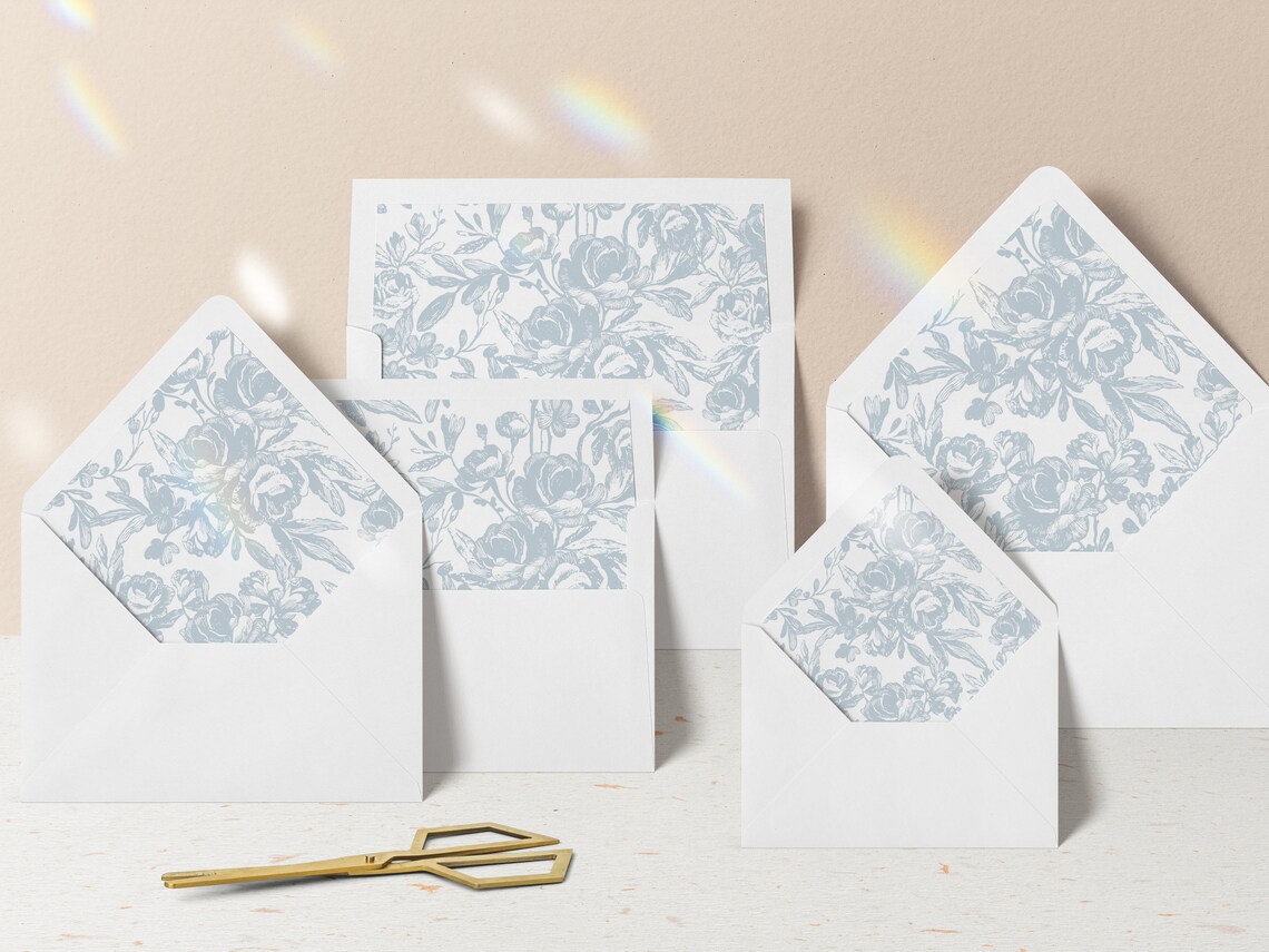 Envelope Liner Template Floral Envelope Pattern Bundle Wedding Envelope ...