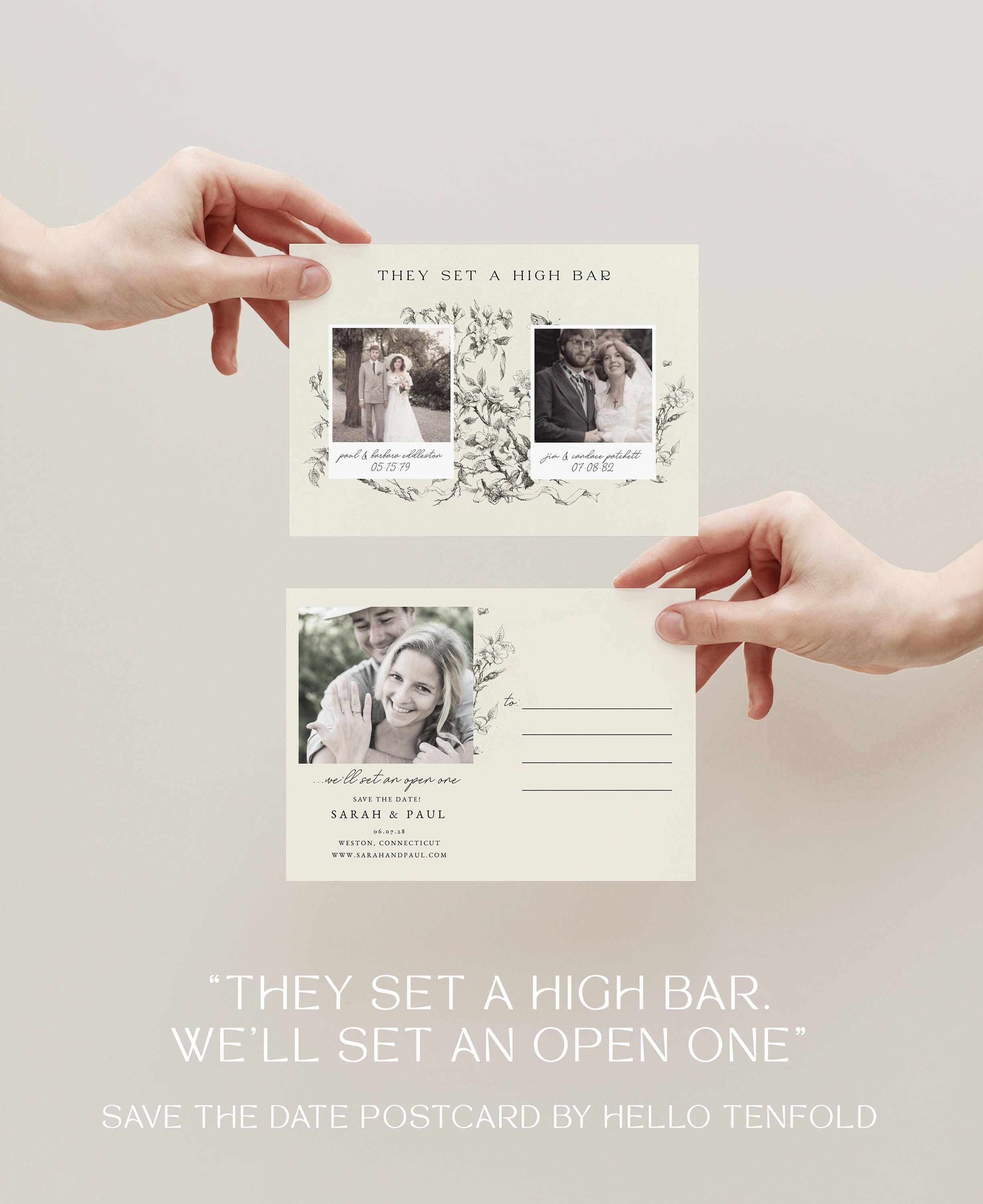 Vintage Postcard Save The Date Template