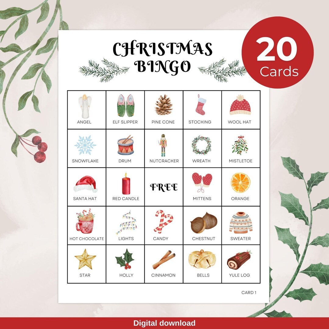 Christmas Bingo 20 Printable Christmas Games Bingo Cards Christmas ...