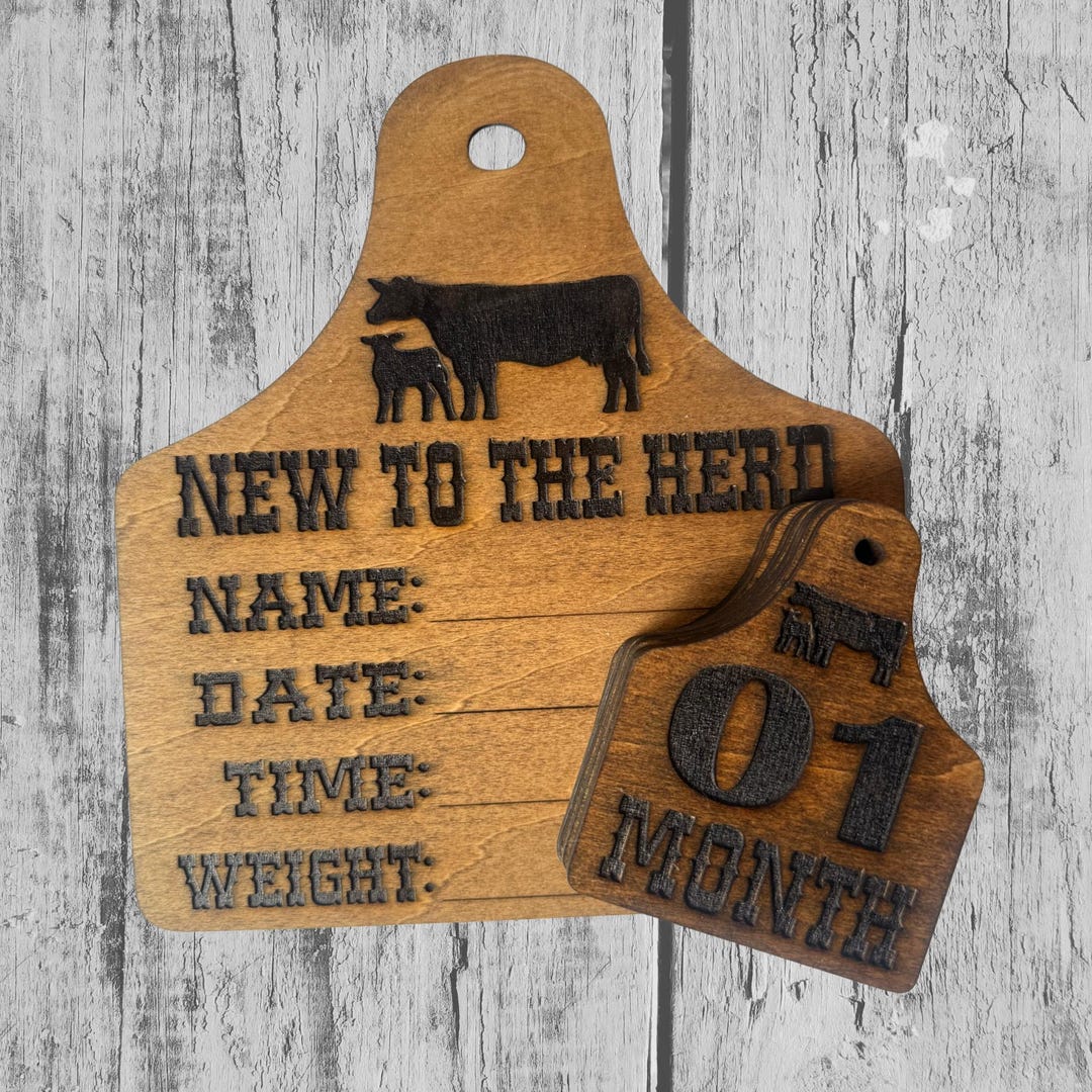 Rustic Wood Cow Tag Milestone Set: Western Baby Photo Props - Etsy