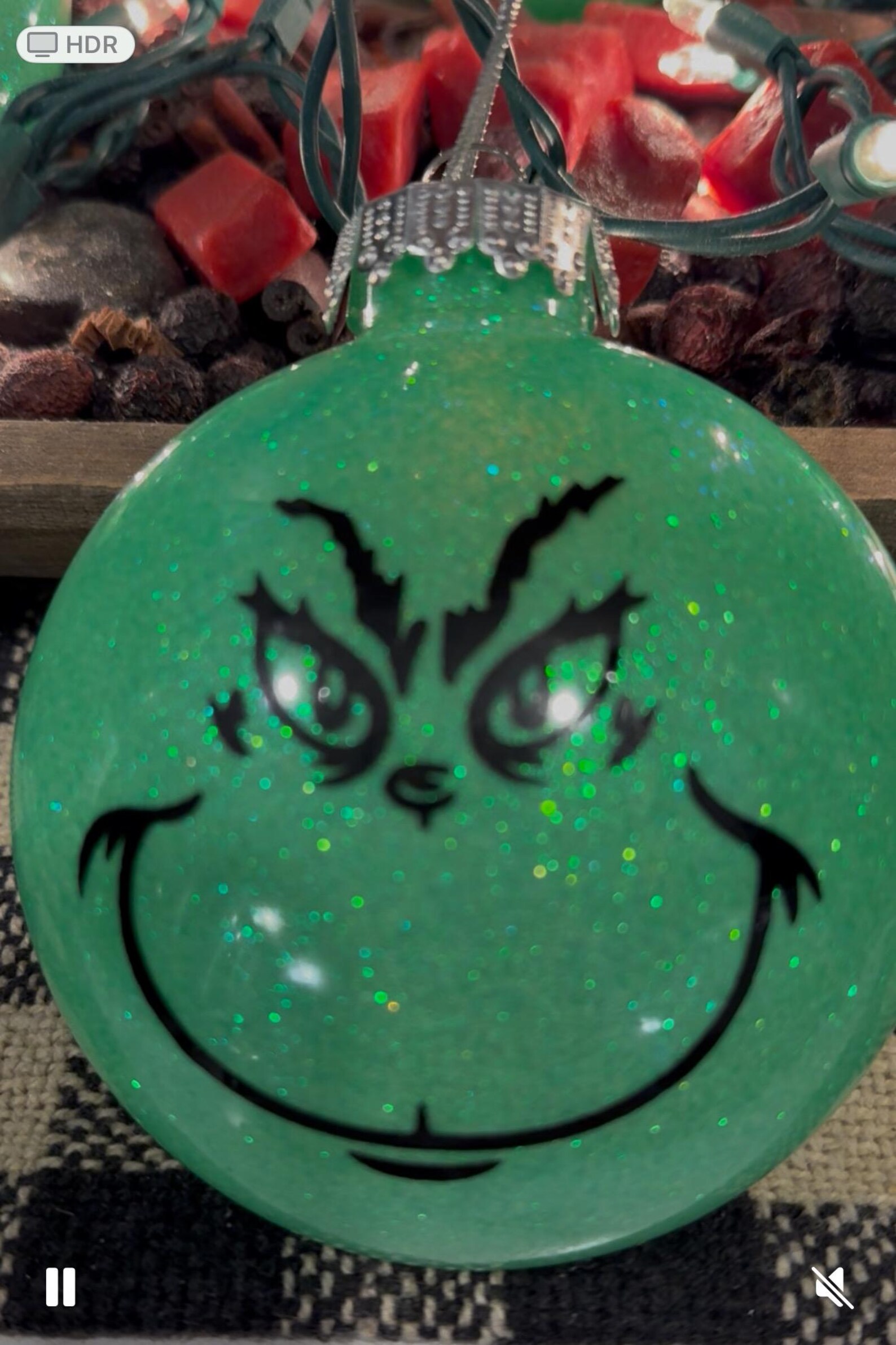 Grinch Face Glittered Ornament - Etsy