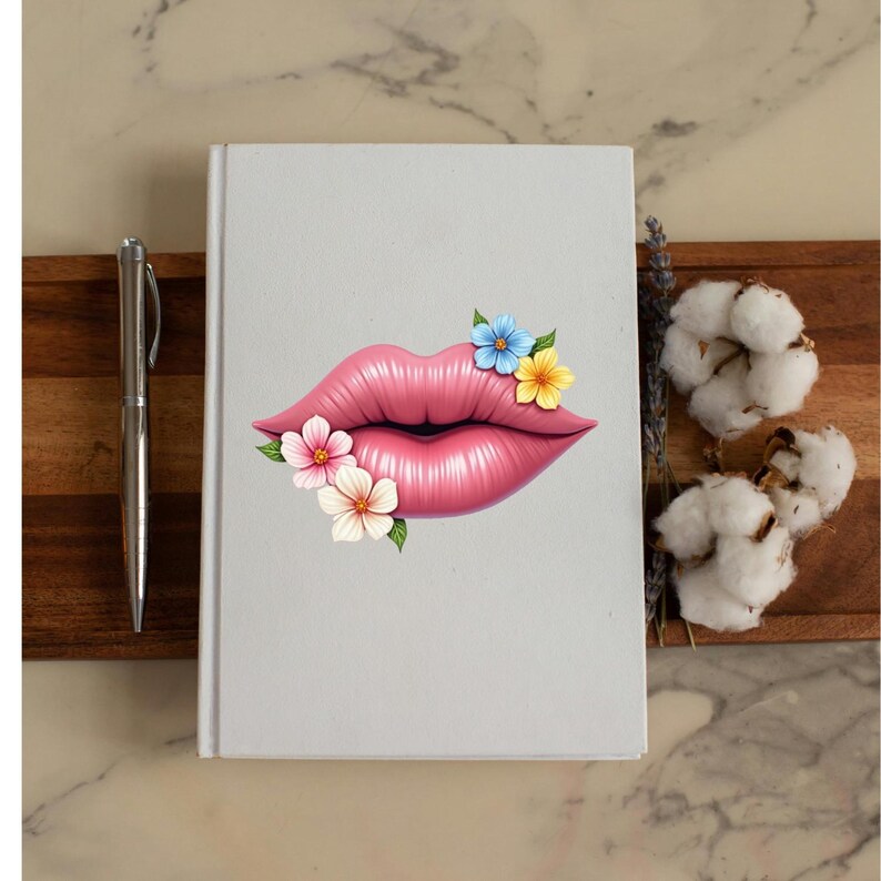 Floral Lips Clipart, Instant Download, Summer Flower PNG, Kiss Lips PNG ...