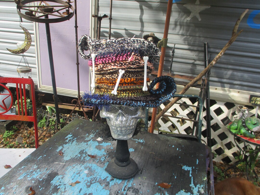 Barons Top Hat ready to Ship Voodoo Crochet Bones Witch Hoodoo Gypsy ...