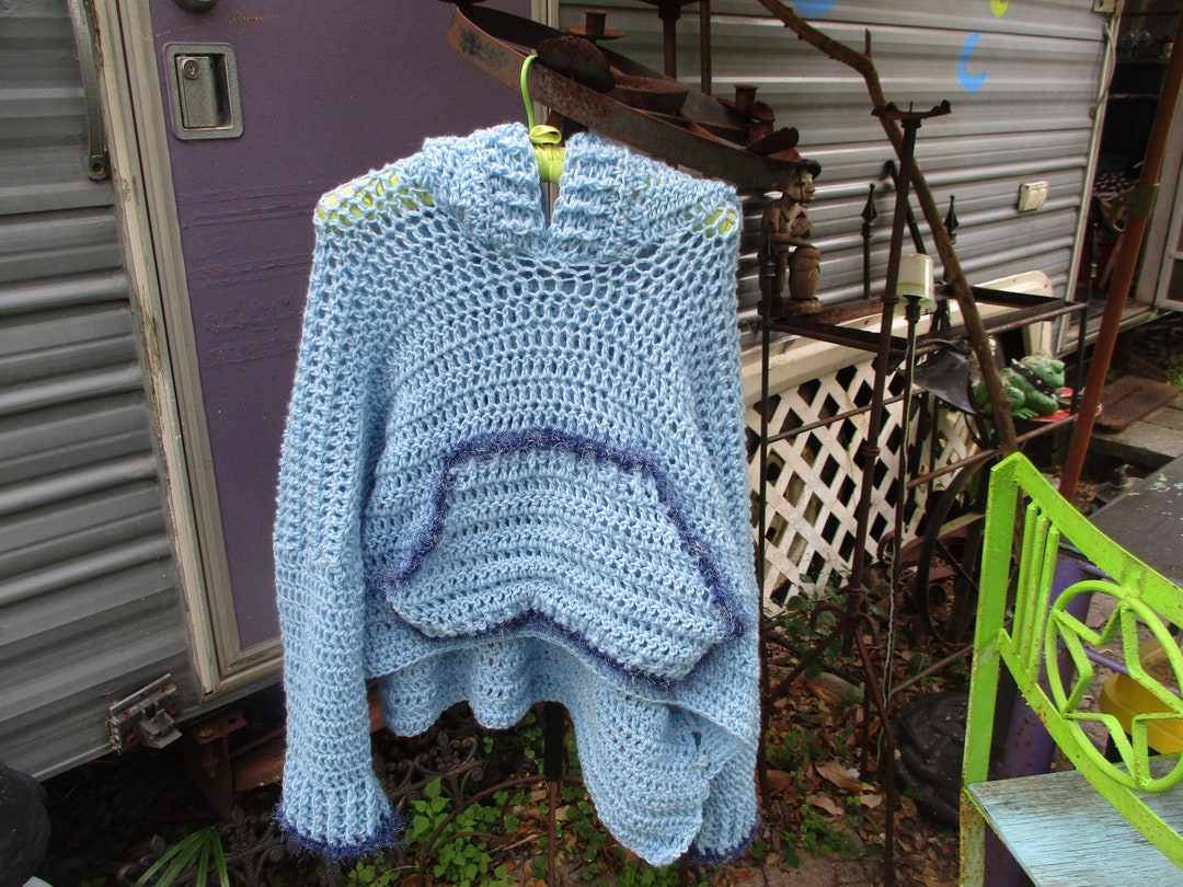 Cat Bat Eared Hooded Sweater Crochet Gothic Hippie Over Sized Bohemian ...