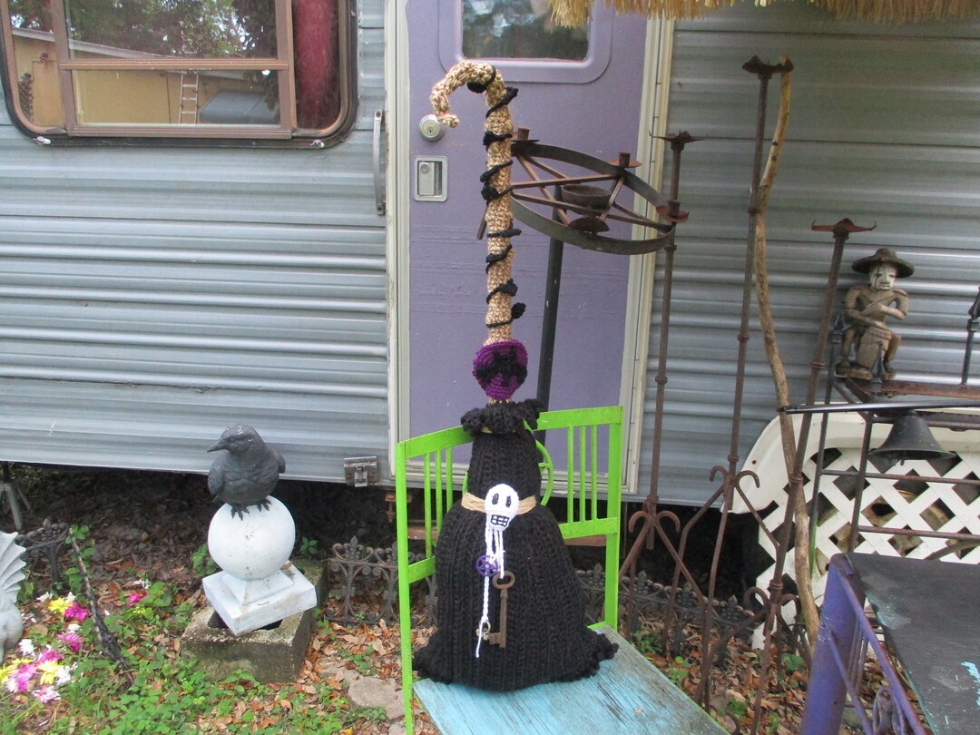Hecates Besom Gothic Broom Crochet Skull Cross Roads Magic - Etsy