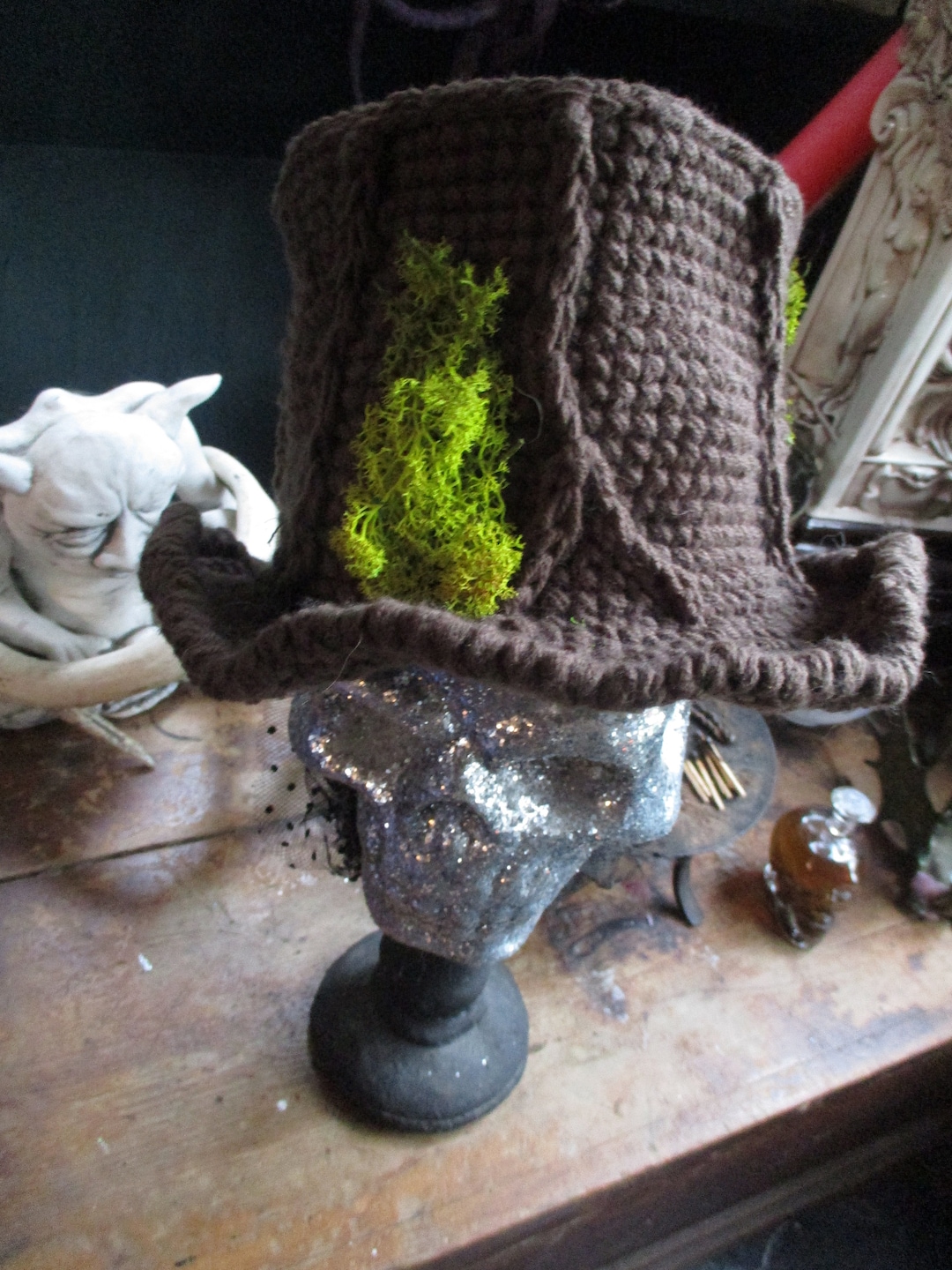 Tree Trunk Top Hat Crochet Fae Elven Cottagecore Gypsy Forestcore Elf ...