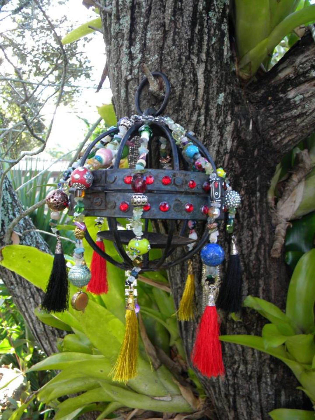 Gypsy Light ready to Ship Tea Light Lantern Glass Beads Hippie Boho ...