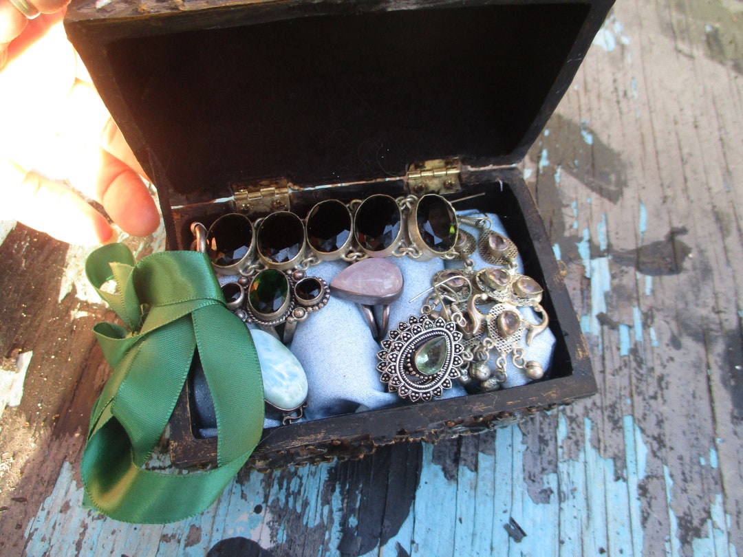 Davy Jones Treasure Chest *ready to Ship* Larimer Aquamarine Black Onyx ...