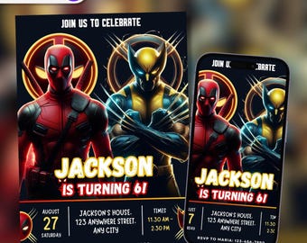 Deadpool Birthday Invitation - Etsy