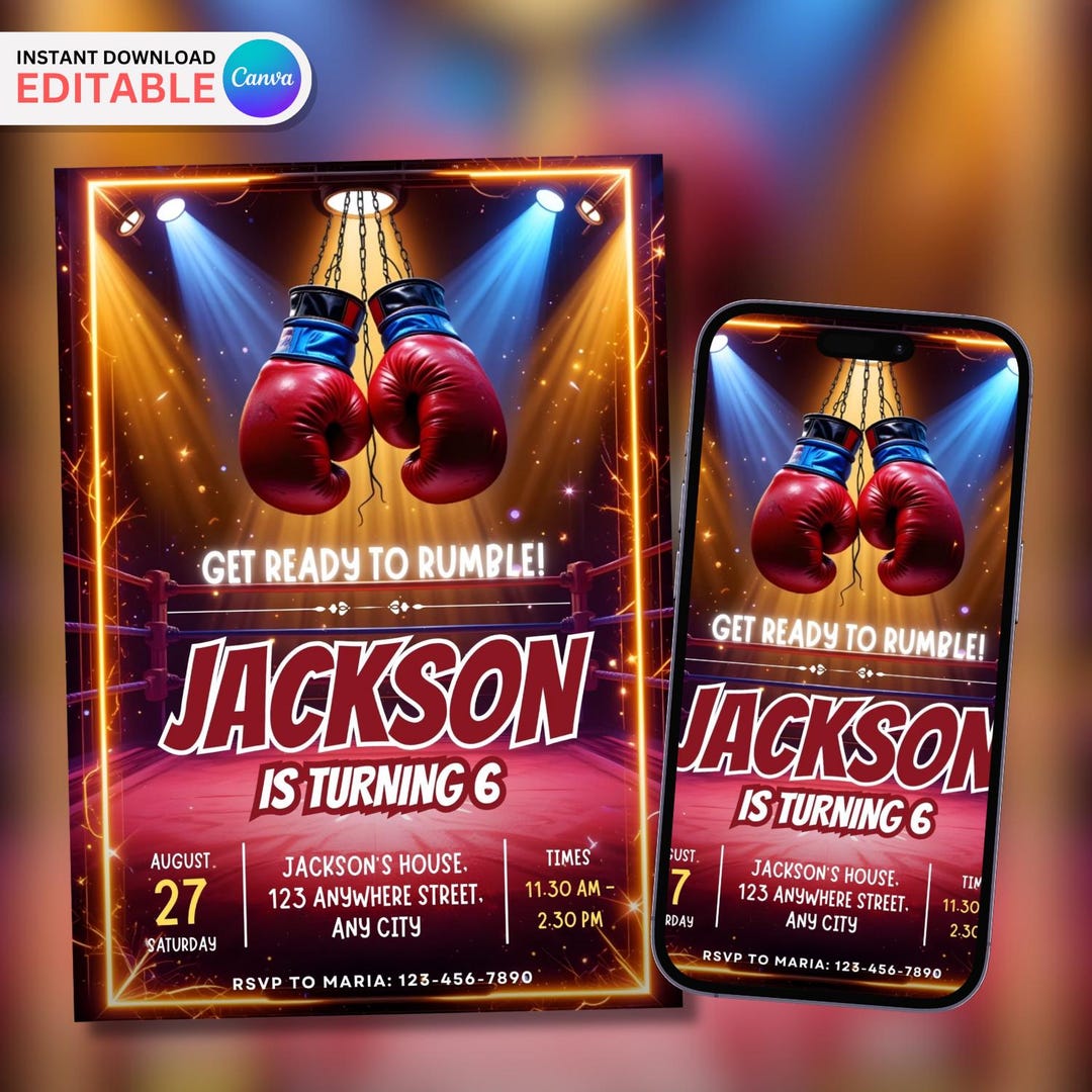 Boxing Birthday Invitation, Boxing Birthday Party, Editable Digital ...