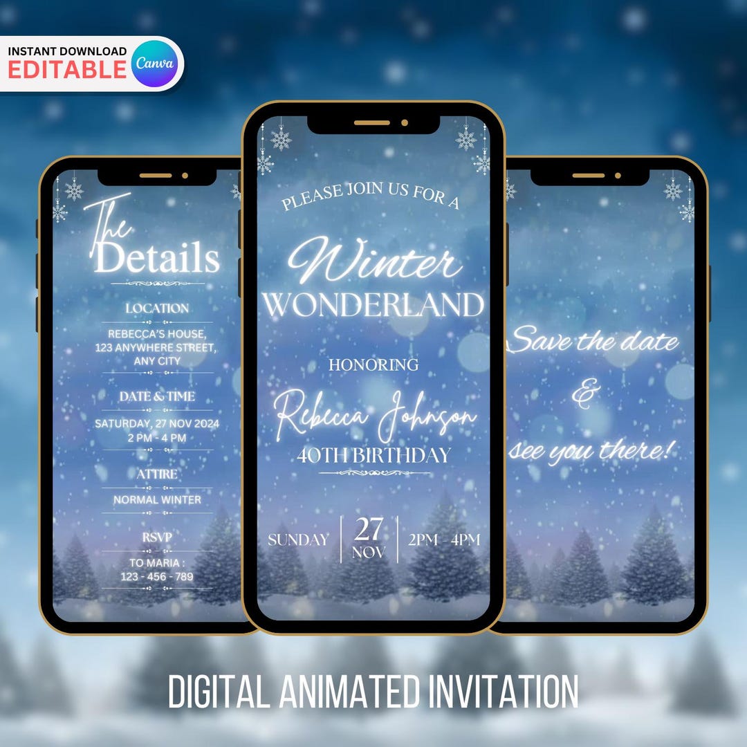 Winter Wonderland Animated Video Invitation, Winter Wonderland Party ...