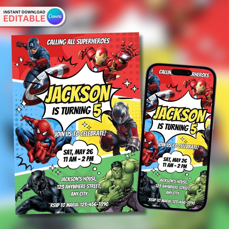 Superhero Invitation - Etsy