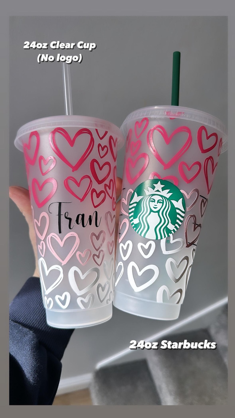 Love Heart Themed Themed Starbucks Inspired Cold Cup - Etsy UK