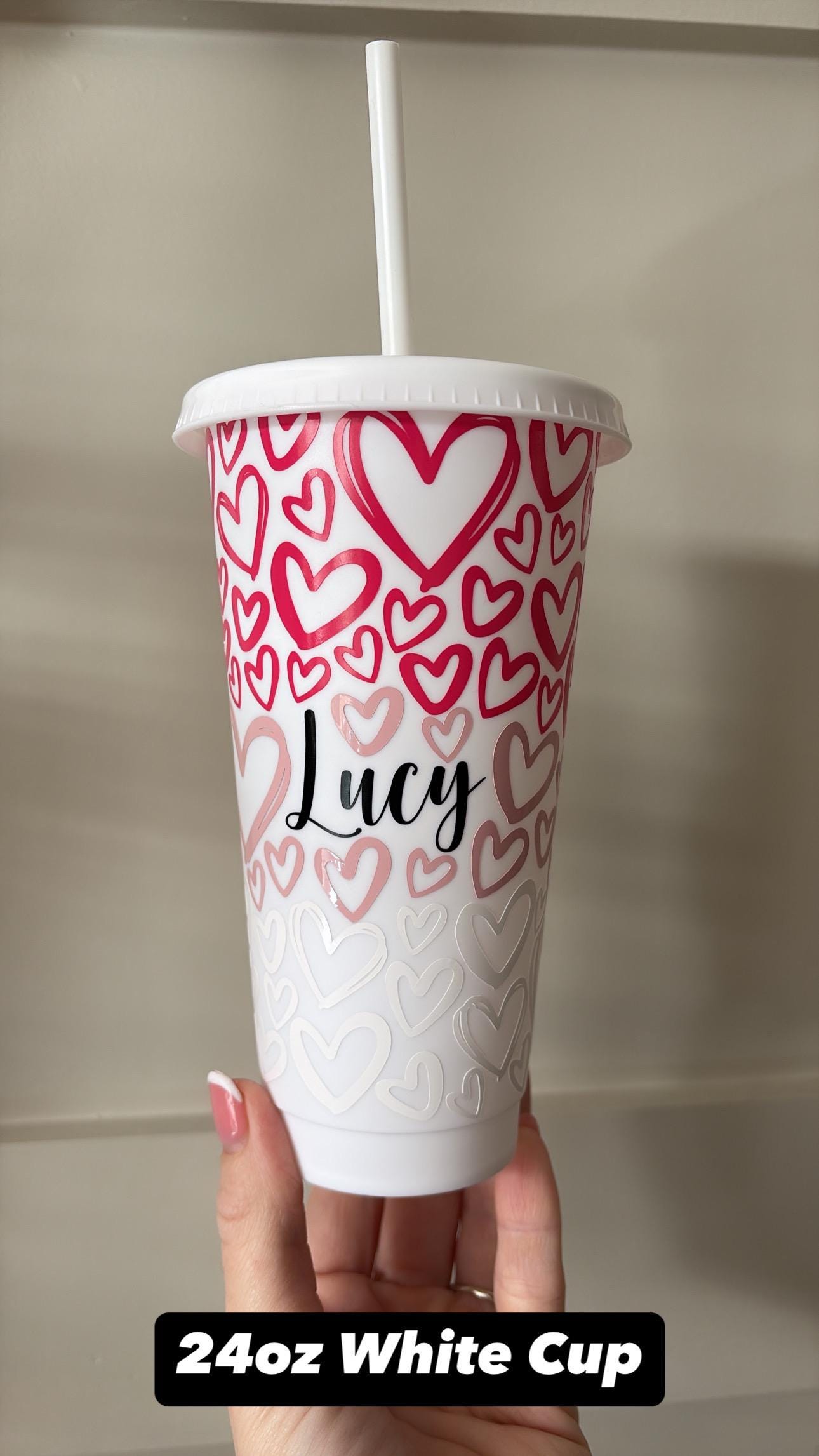 Love Heart Themed Themed Starbucks Inspired Cold Cup - Etsy UK