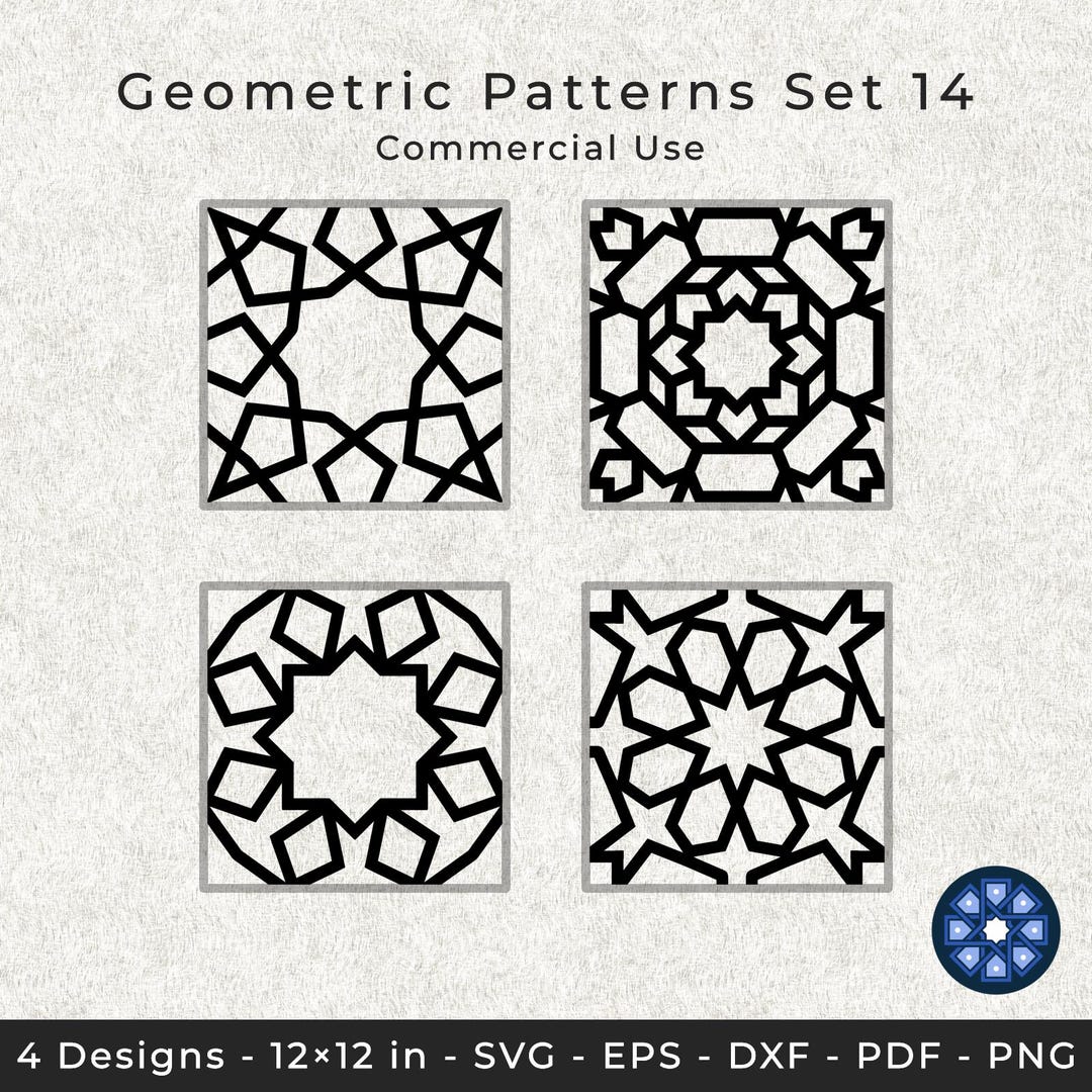 4 Moroccan Zellige Tile Patterns Islamic Geometric Laser Cut Patterns ...