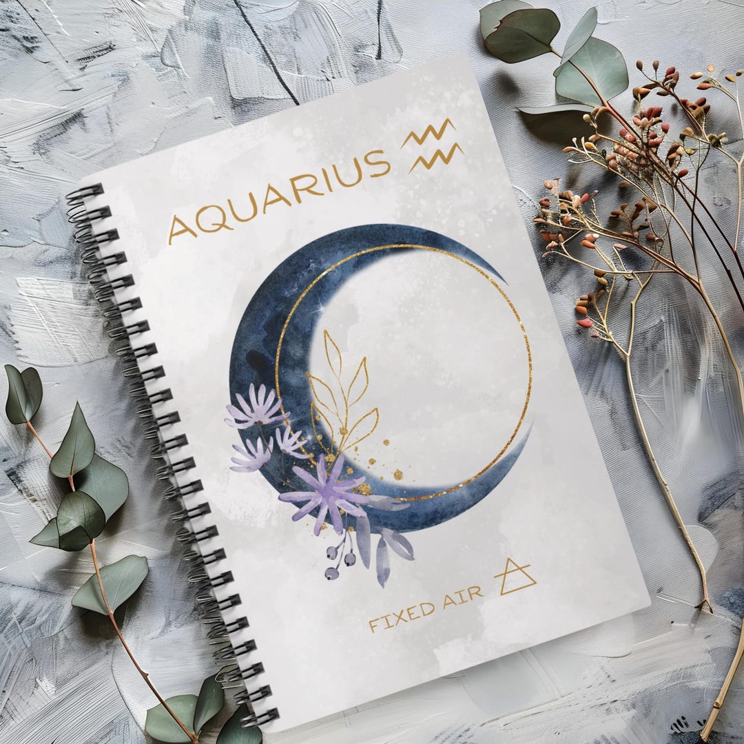 Aquarius Zodiac Spiral Notebook, Ruled Line 6x8, Celestial Astrology ...