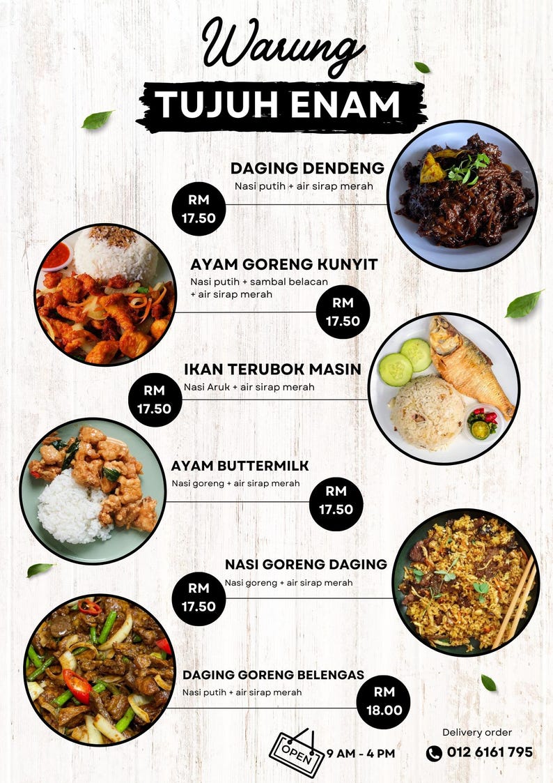 Menu Food Template - Etsy