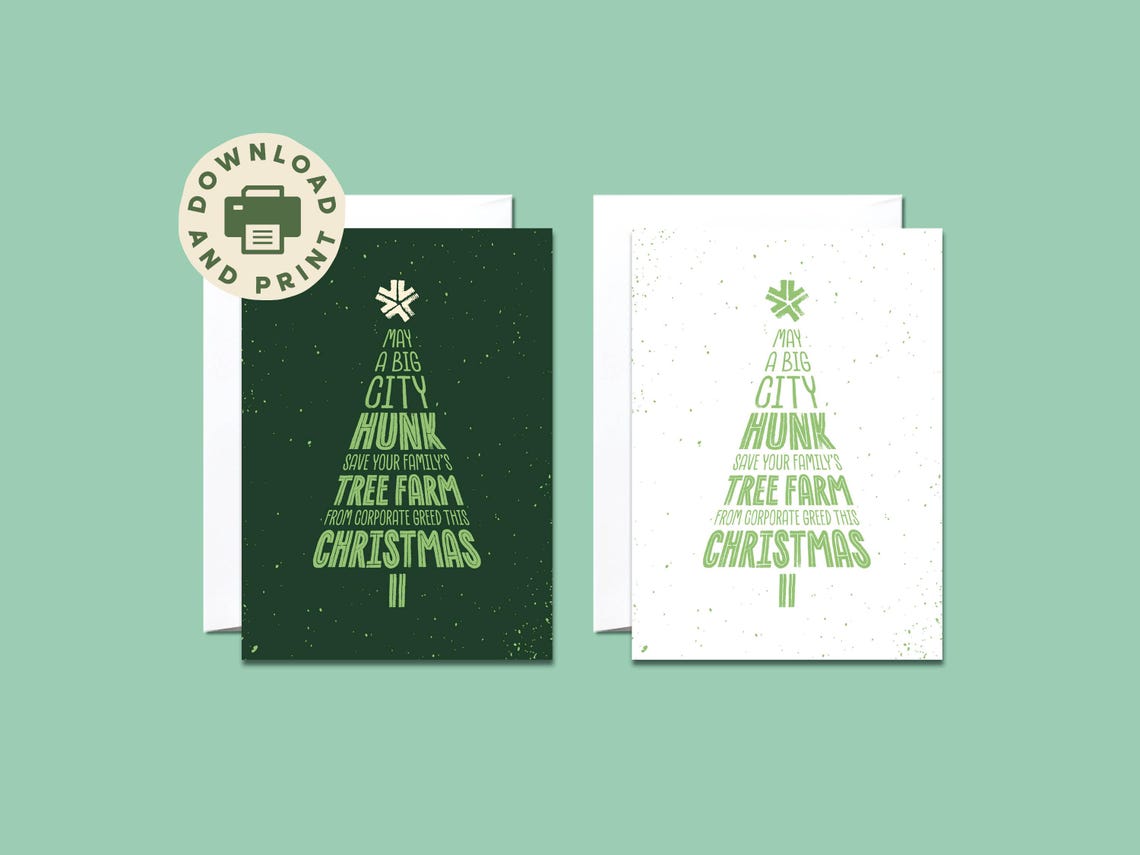Printable | Downloadable Holiday Movie Trope Greeting Card – tree Farm ...