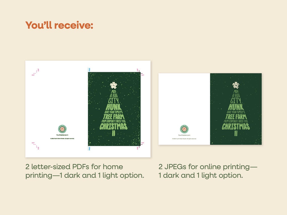 Printable | Downloadable Holiday Movie Trope Greeting Card – tree Farm ...