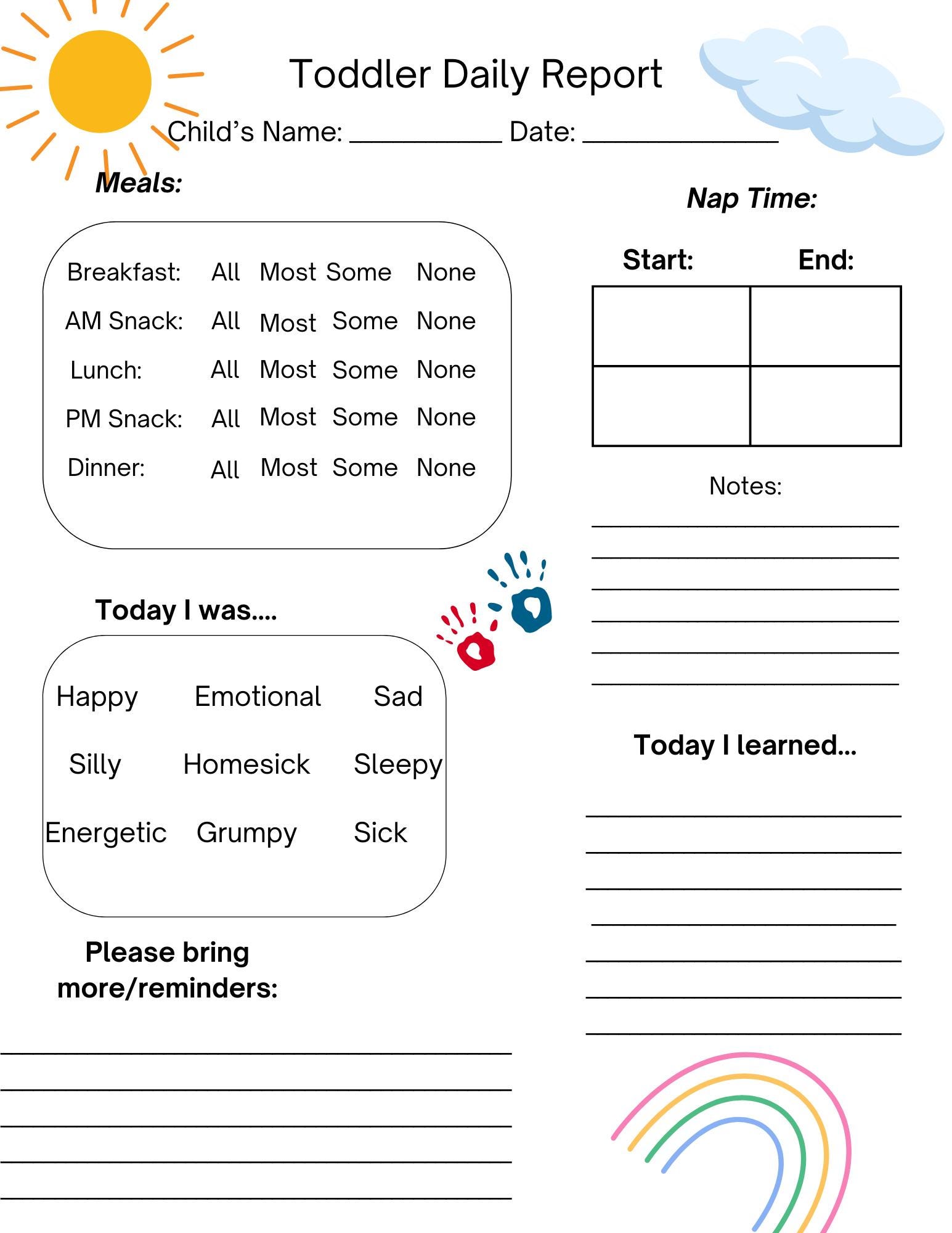 Infant and Toddler Daily Sheets for Childcare - Etsy