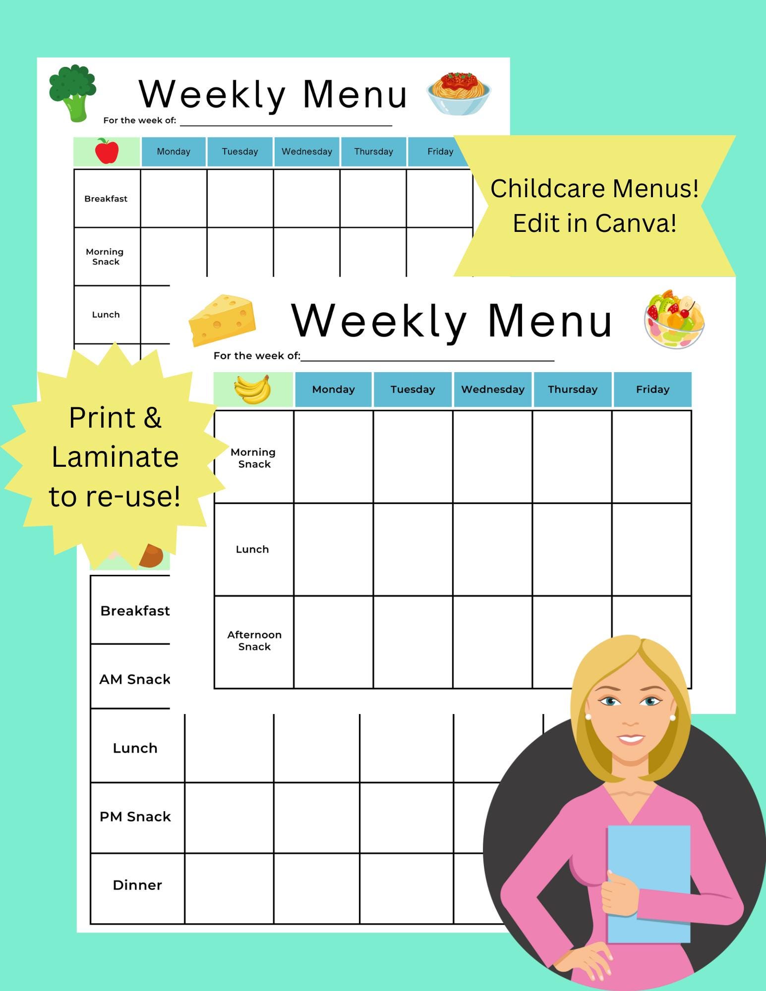 Childcare Menus! - Etsy