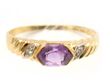 Amethyst gold ring | Etsy