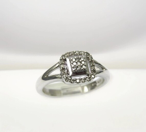 DIAMOND STERLING RING Vintage Sterling Silver Natural… - Gem
