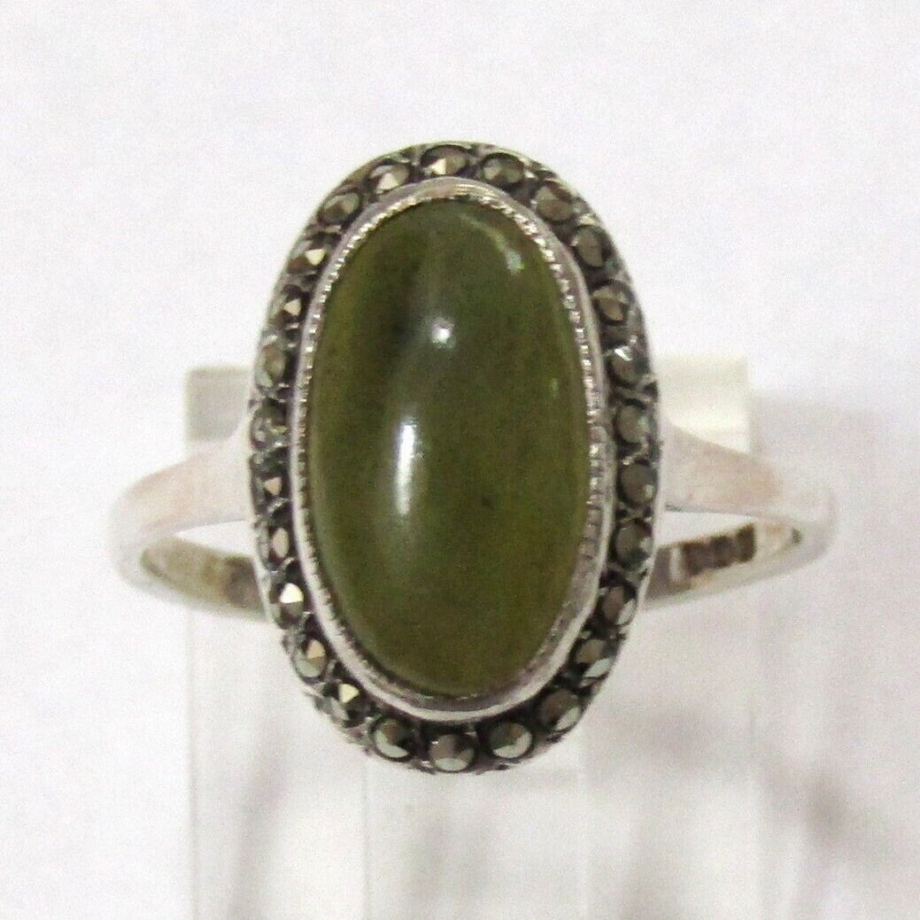 Vintage ISJ Irish Sterling Silver Green Gemstone Ring Size 7 - Etsy