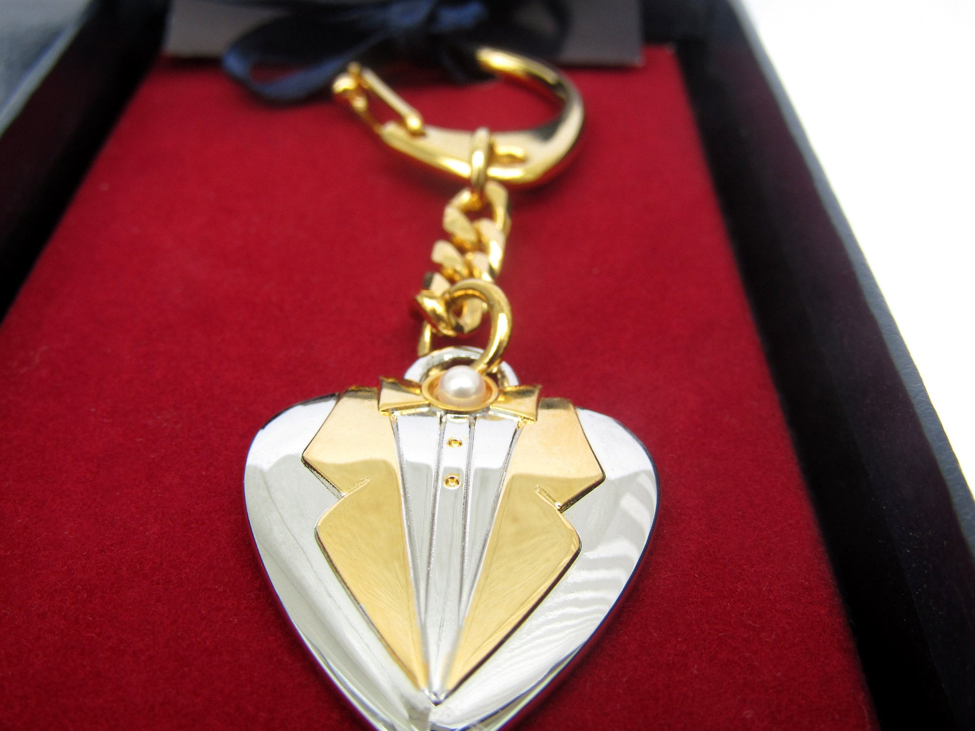 MIKIMOTO KEY CHAIN Vintage Gold & Silver Tone Tuxedo With - Etsy