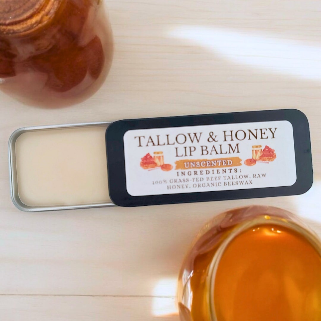 Tallow Lip Balm Chapstick for Moisturizing Lips, Organic Grass-fed Beef ...