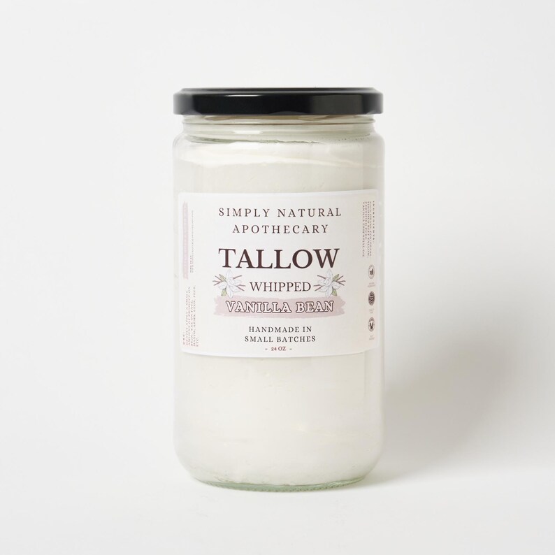 Tallow Face Cream & Body Butter, Vanilla, All Natural Whipped Grass-fed ...