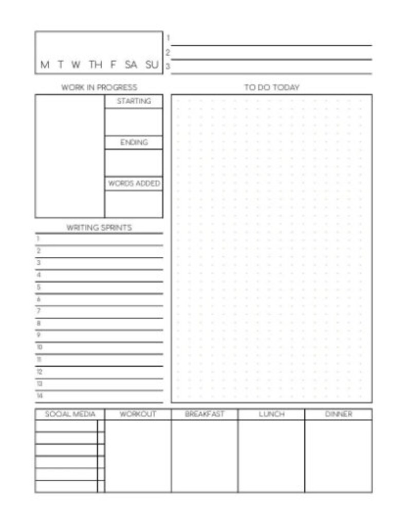Author Planner Printable, Simple Daily Page - Etsy
