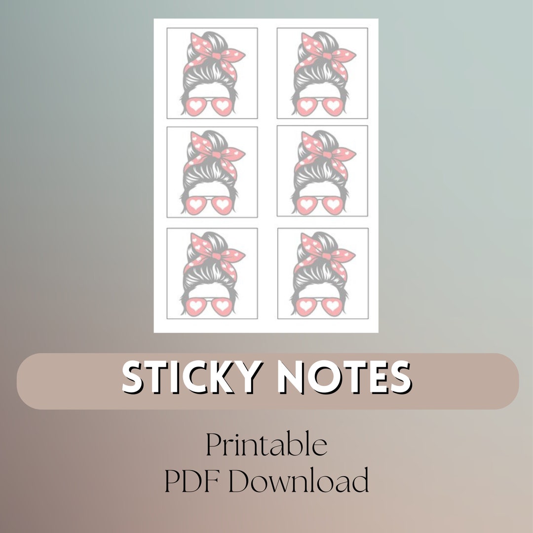 Printable Sticky Notes 3x3 Cute Lady - Etsy