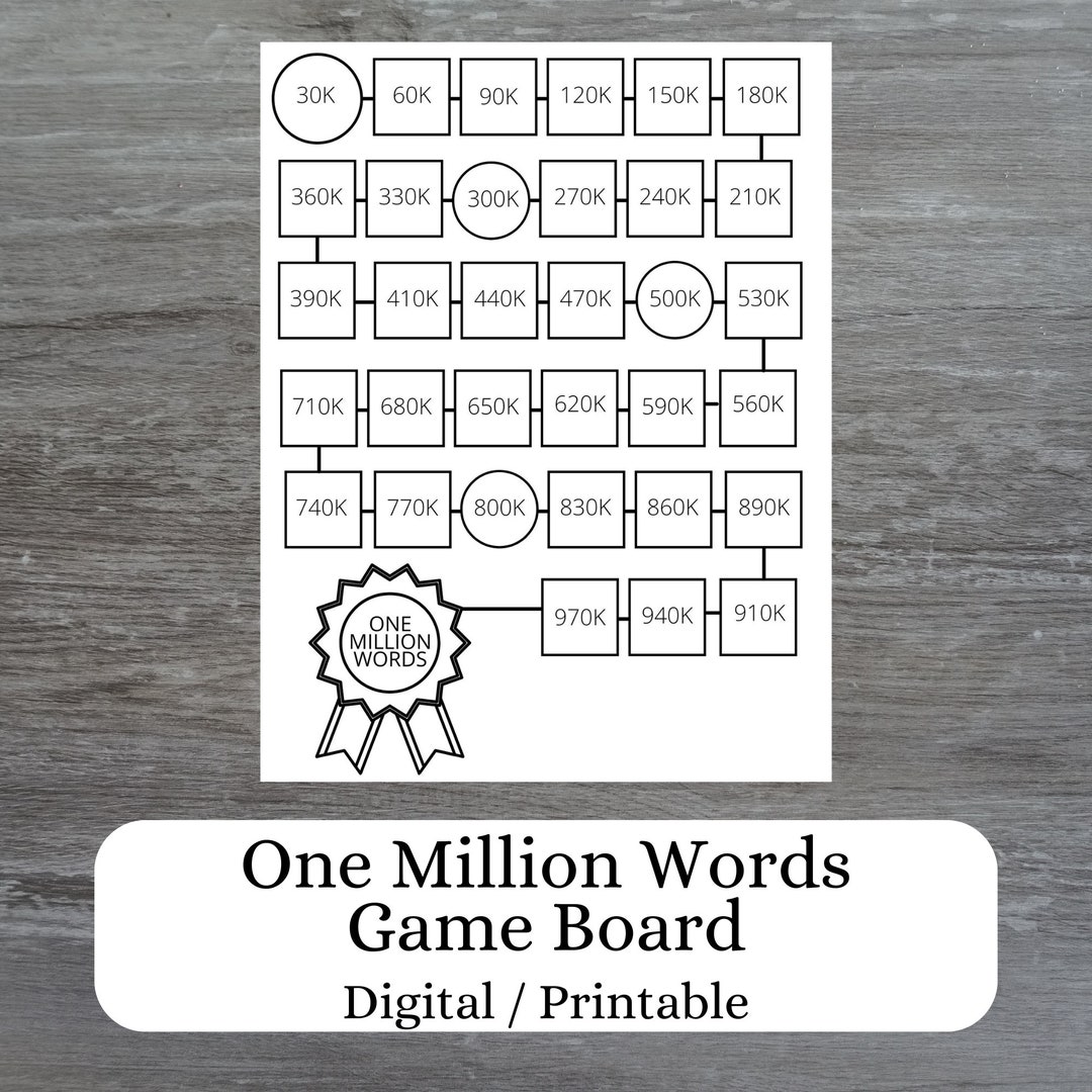 One Million Word Game Board for Authors - Etsy