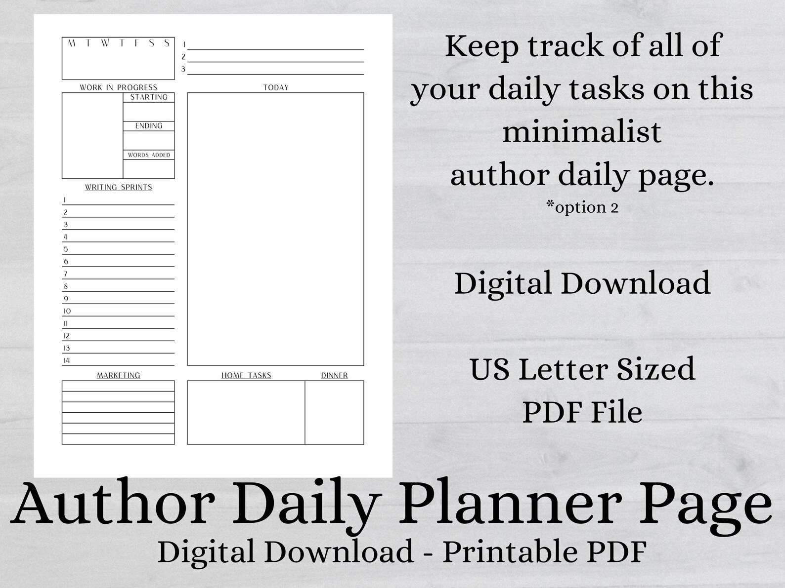 Printable Author Planner Digital Author Daily Planner - Etsy