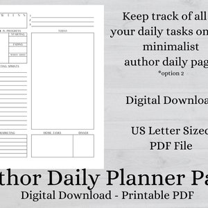 Printable Author Planner Digital Author Daily Planner - Etsy