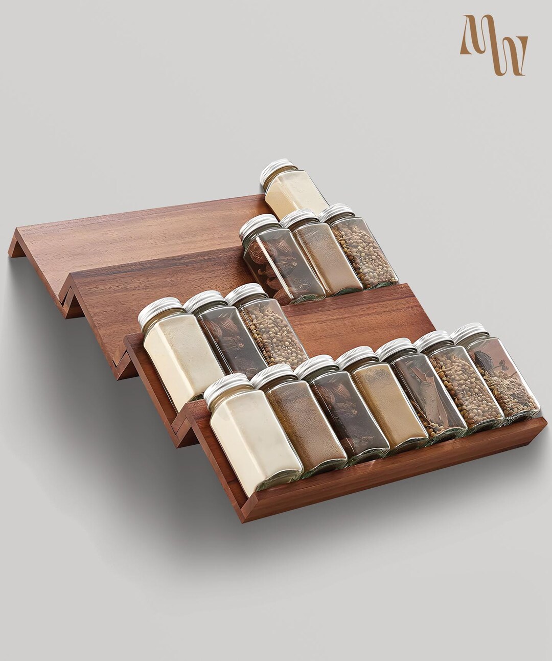 Wood Spice Drawer Organizer - Acacia Wooden Tray Spice Racks Organizer ...