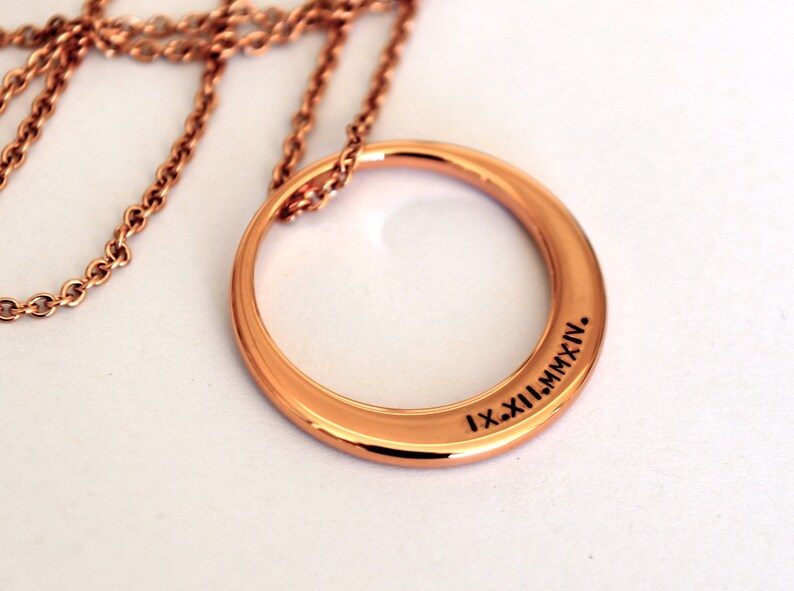 Rose Gold Washer Necklace Stainless Steel Jewelry Roman | Etsy