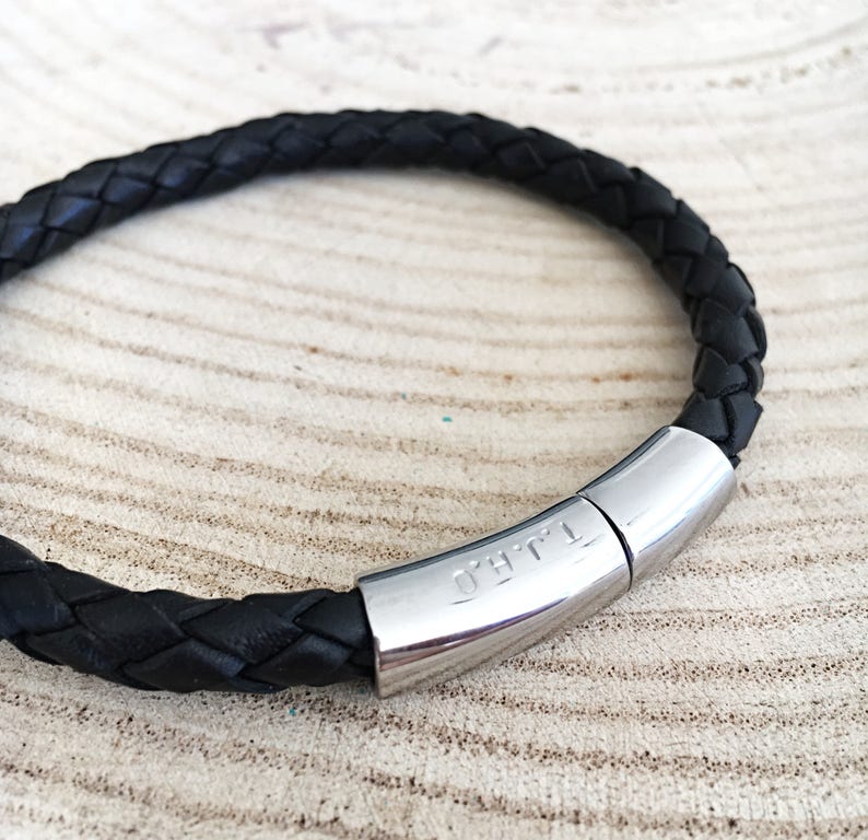Thick Black Leather Band Leaver Wrist Band Braided Leather Etsy