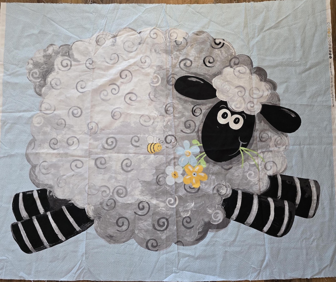 Susybee Sheep Lamb Bumblebee Cotton Fabric Panel - Etsy
