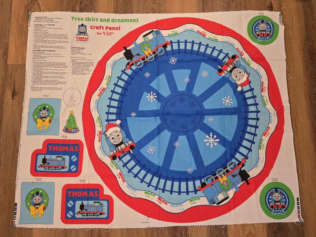 Thomas the Tank Christmas Tree Skirt Fabric Panel Cut and Sew Cranston ...