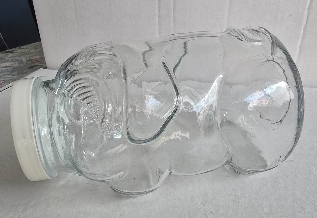 Vintage Libbey of Canada Glass Pig Jar 7.5 Inches Wide Mouth White Lid ...