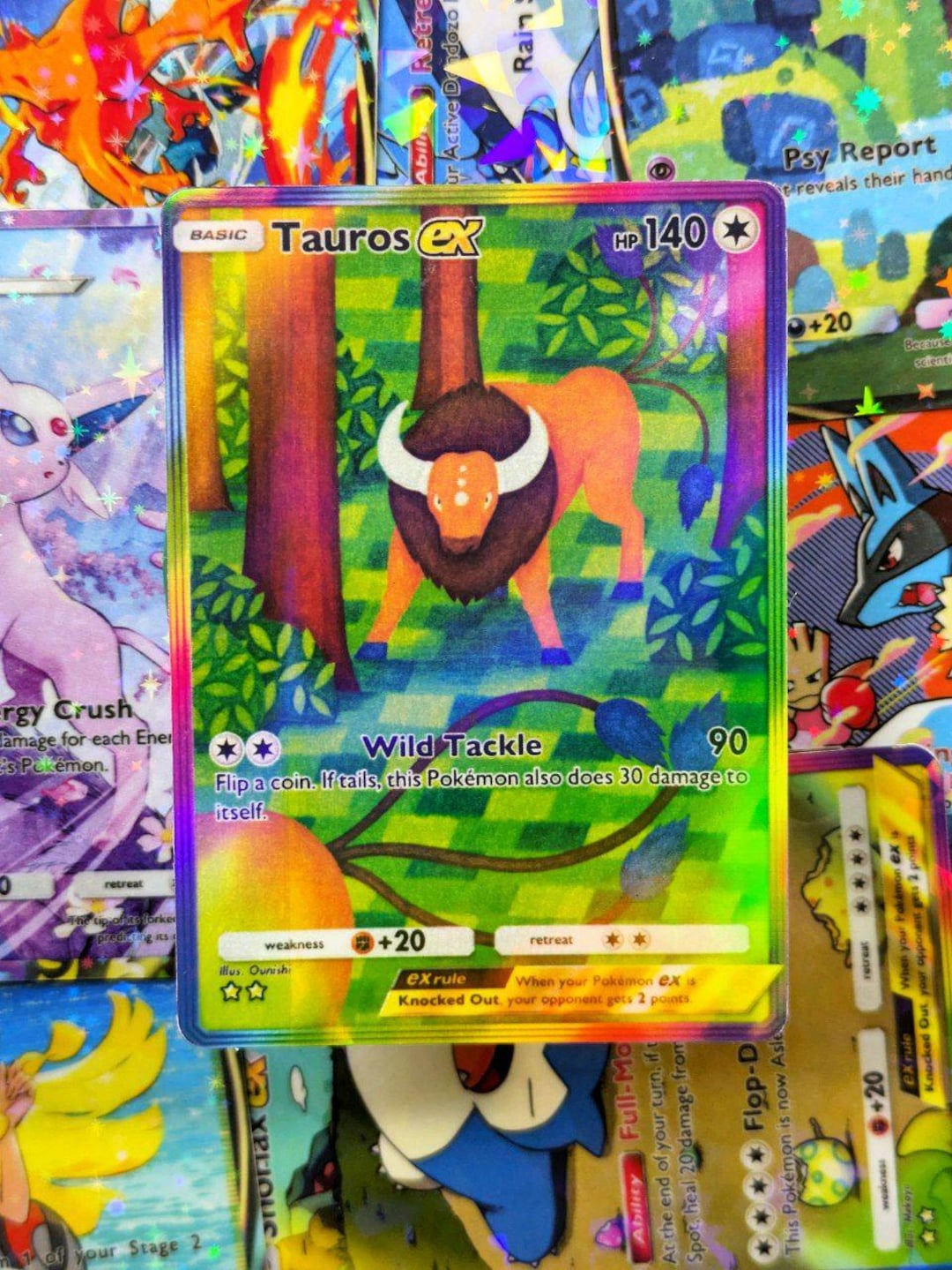 Tauros EX Handmade Tcg Proxy Fan Art Card Full Art Mega Rising Set - Etsy