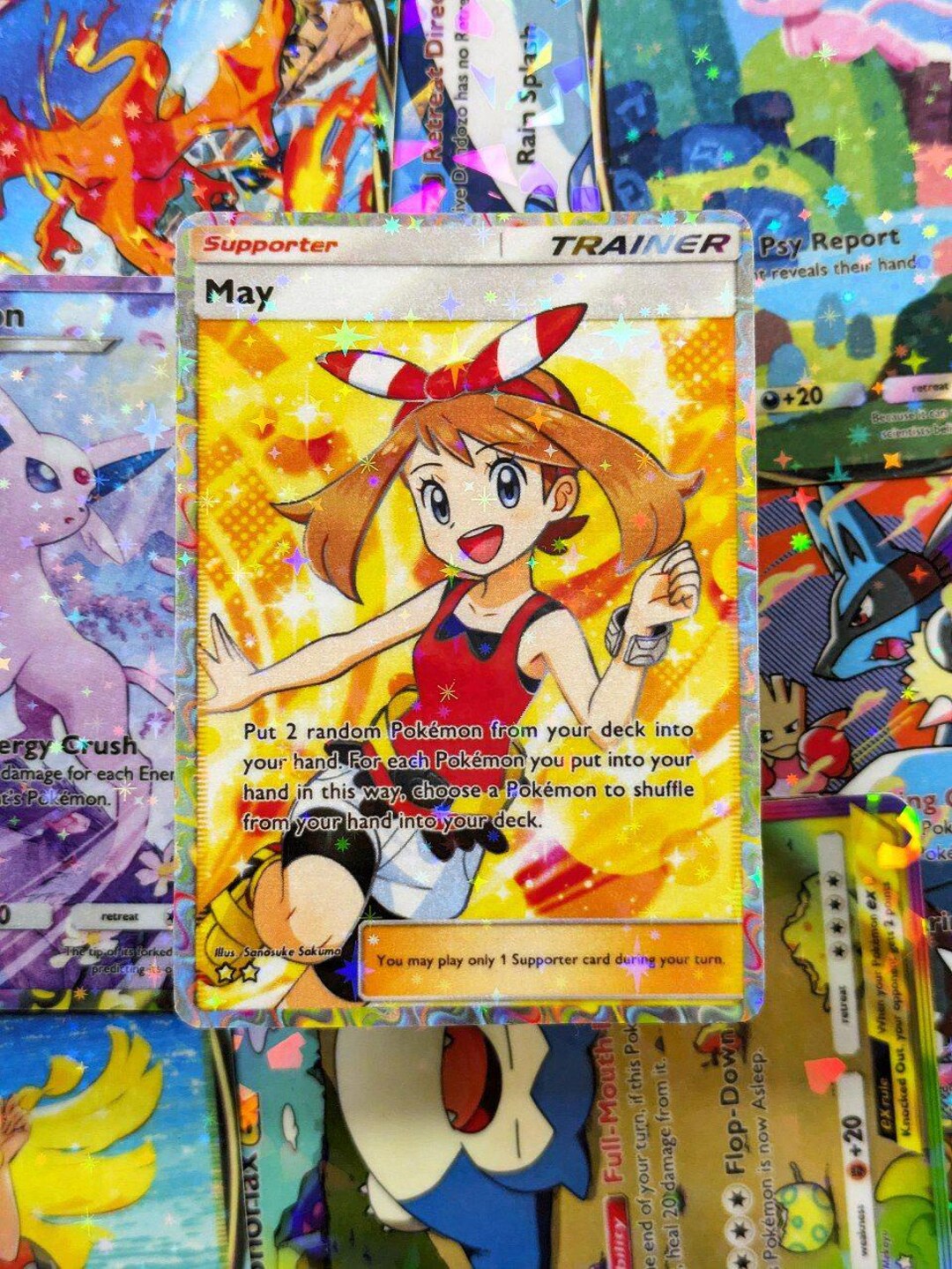 May Trainer Handmade Tcg Proxy Fan Art Card Full Art Mega Rising Set - Etsy