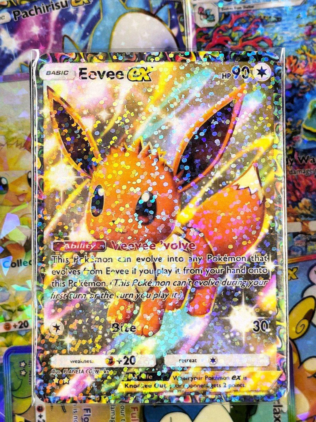 Eevee Ex Handmade Tcg Proxy Fan Art Card Full Art Eevee Grove Set - Etsy