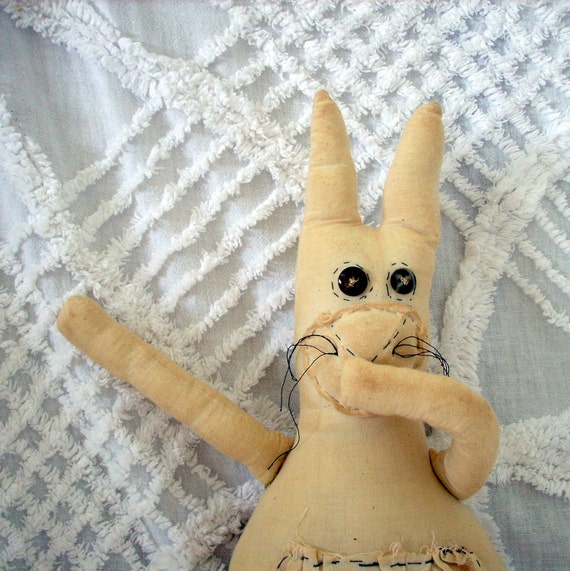 Items similar to Bunny Rabbit Doll Handmade Primative Folk Art Style ...