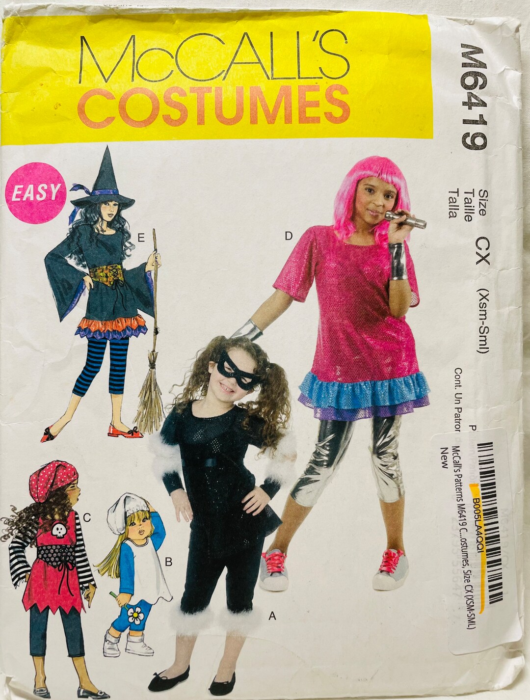 NEW Mccall's Costume Sewing Pattern M6419 Girls Witch Pop Star Pirate ...