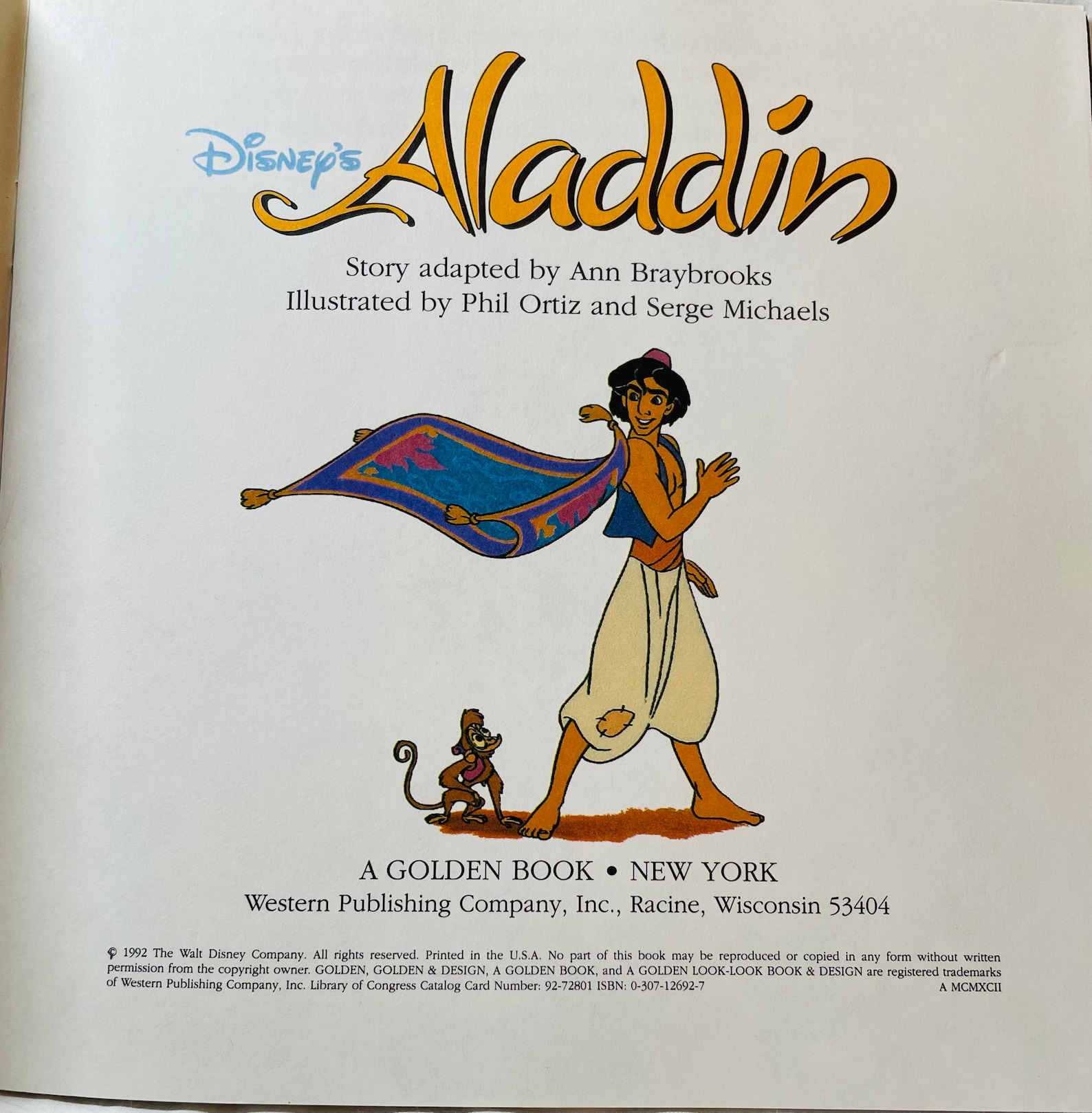 Disney's Aladdin Vintage A Golden Book 1992 1st Edition 1st Printing ...