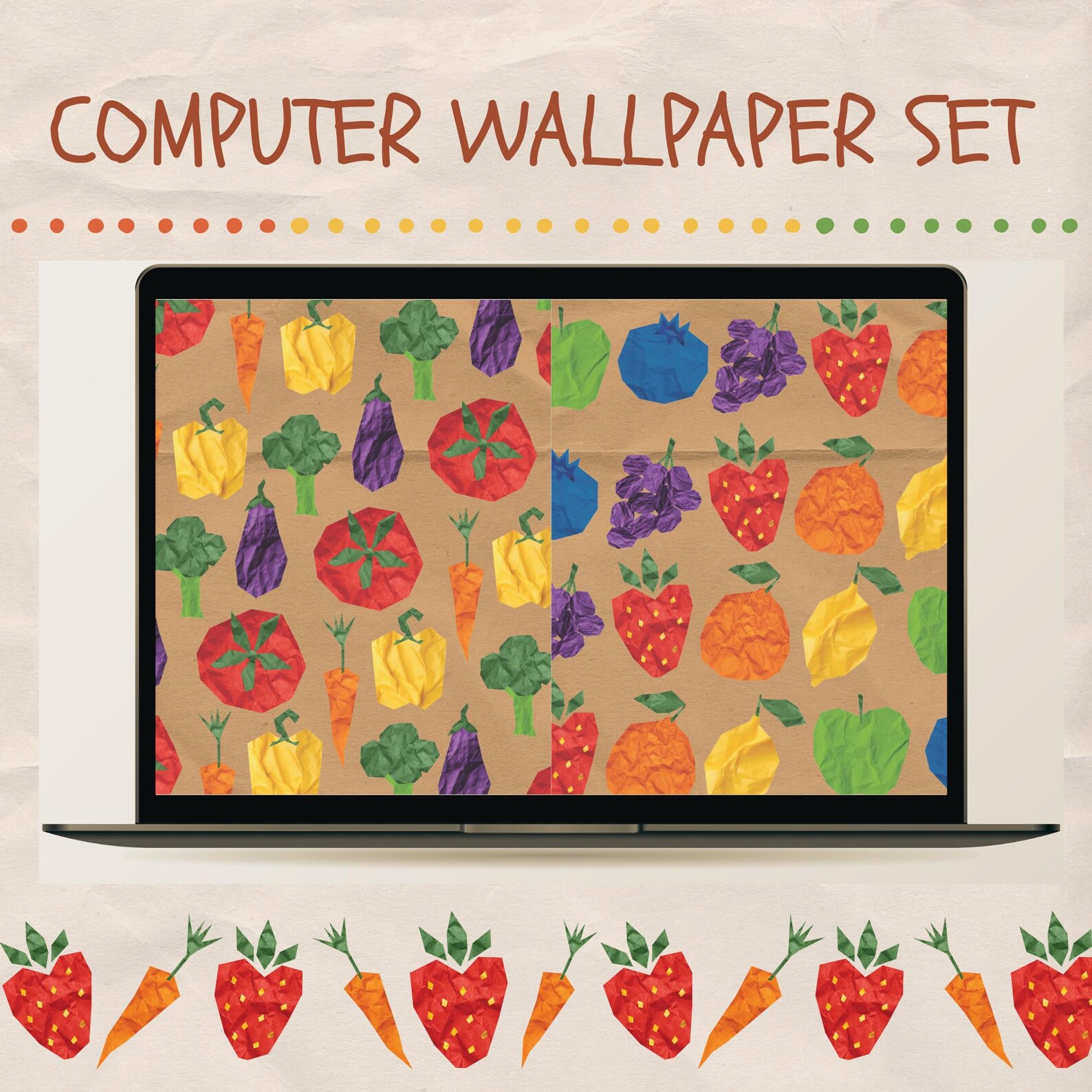 Rainbow Food Desktop Wallpaper | Computer Background (digital Download ...