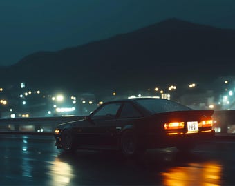 JDM Night Drift Scene A3 Digital Print 90s Japanese Car Art Gifts for ...